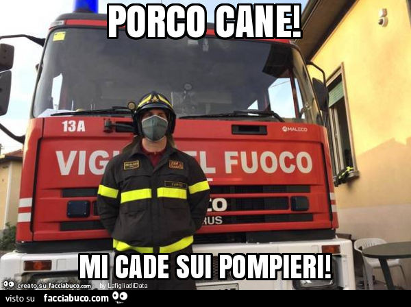 Porco cane! Mi cade sui pompieri - Facciabuco.com