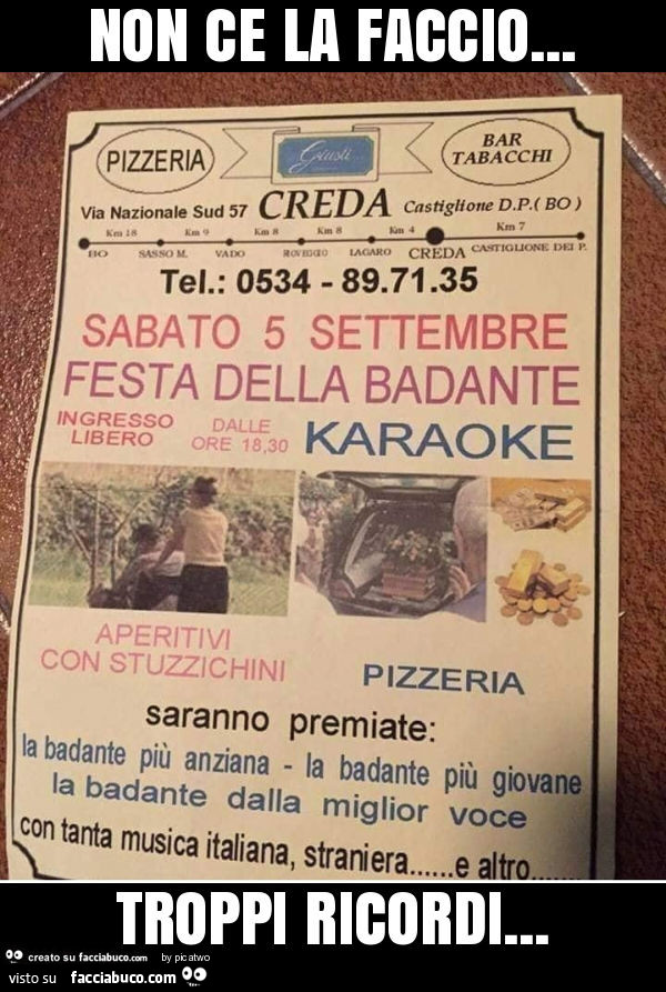 Non ce la faccio… troppi ricordi - Facciabuco.com